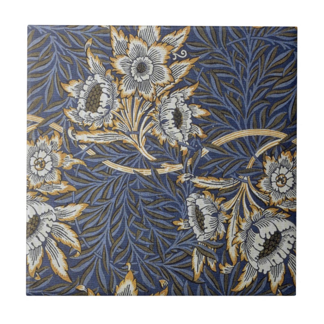 William Morris Tulip and Willow Floral Pattern Ceramic Tile | Zazzle