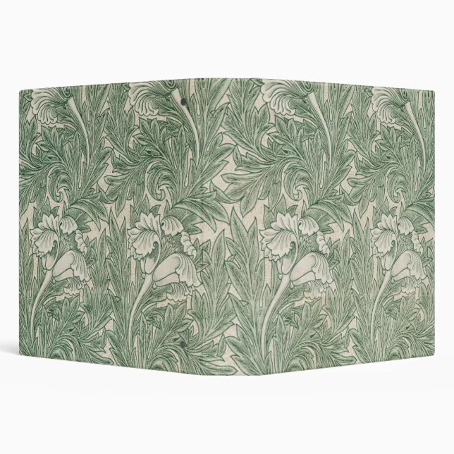William Morris tulip wallpaper textile green 3 Ring Binder | Zazzle