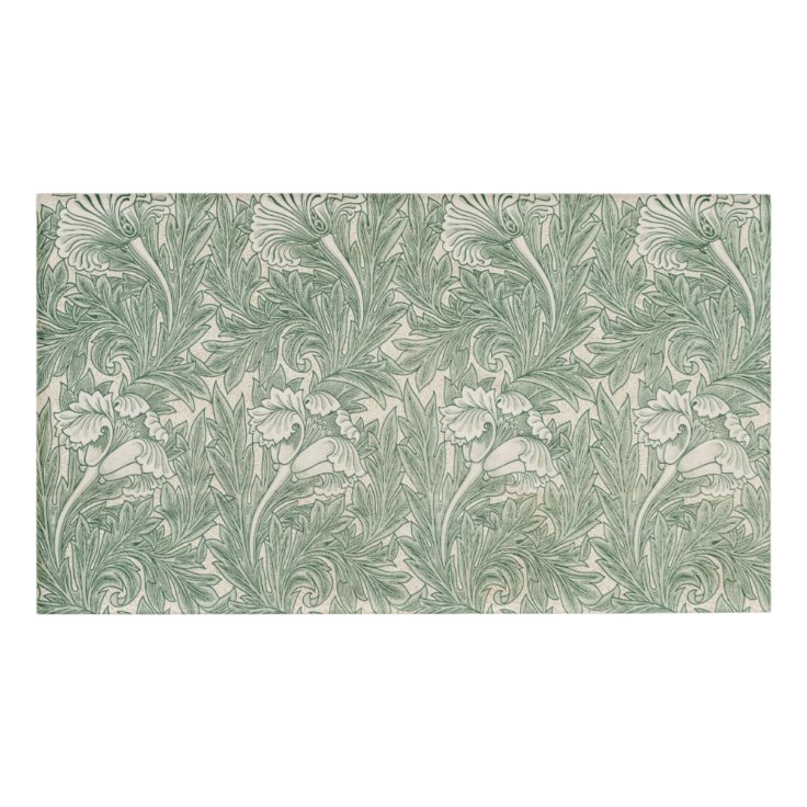 william morris tulip wallpaper textile green name tag | Zazzle
