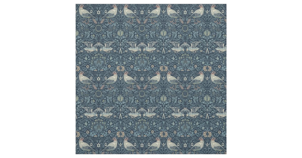 William Morris Vintage Bird Pattern Fabric | Zazzle