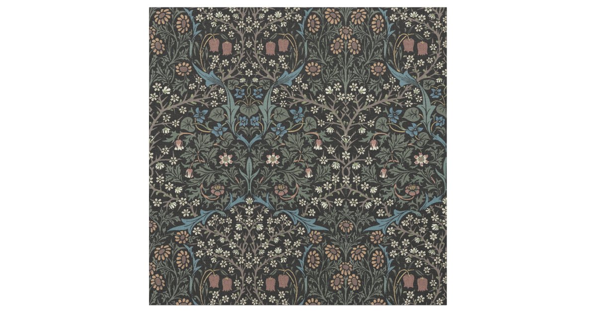 William Morris Vintage Blackthorn Pattern Fabric | Zazzle