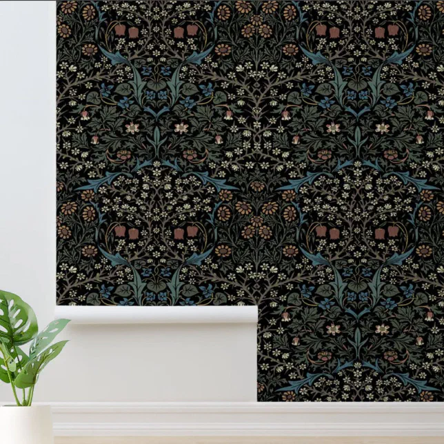 William Morris Vintage Blackthorn Pattern Wallpaper | Zazzle