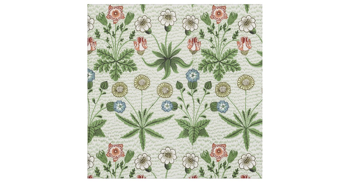 William Morris Vintage Floral Daisy Pattern Fabric | Zazzle