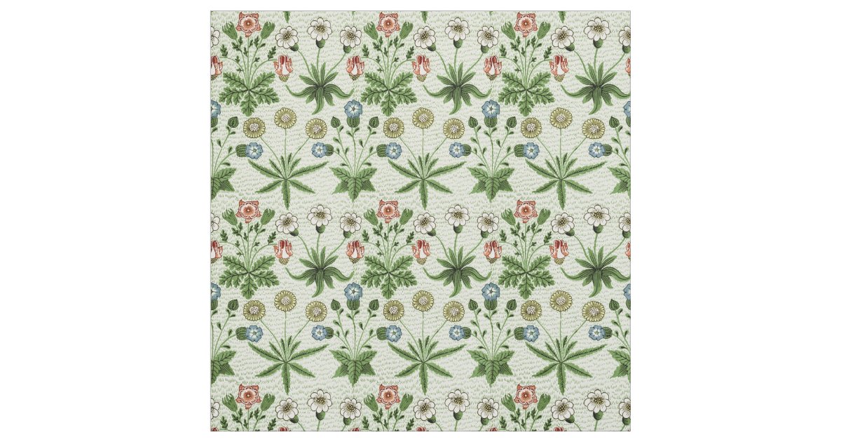William Morris Vintage Floral Daisy Pattern Fabric | Zazzle