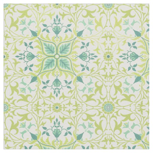 William Morris Vintage Floral & Leaf Pattern Fabric | Zazzle