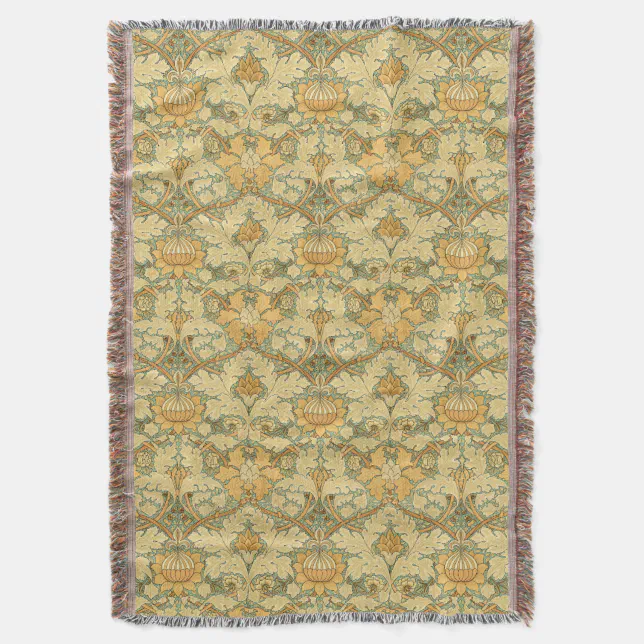 William Morris Vintage Foliage & Floral Pattern Throw Blanket | Zazzle