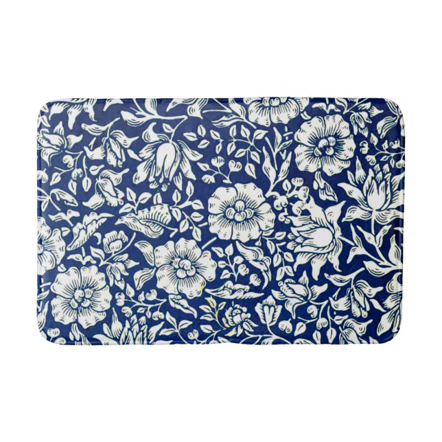 William Morris vintage pattern - Blue Mallow Bath Mat | Zazzle
