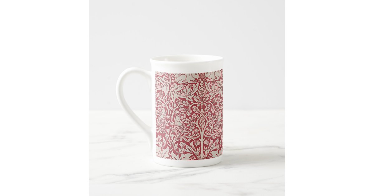 William Morris Vintage Pink Brother Rabbit Birds Bone China Mug | Zazzle