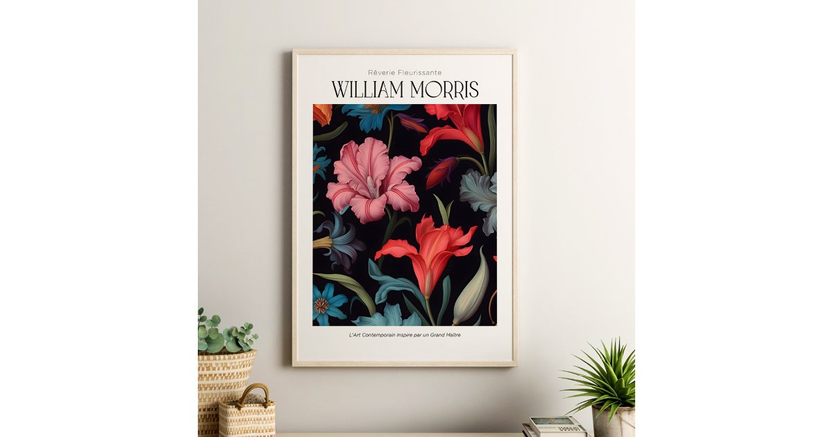 William Morris Vintage Pink Lilly Poster | Zazzle