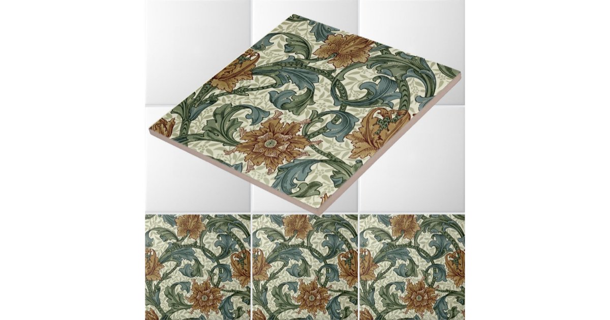 William Morris Vintage Single Stem Pattern Ceramic Tile | Zazzle