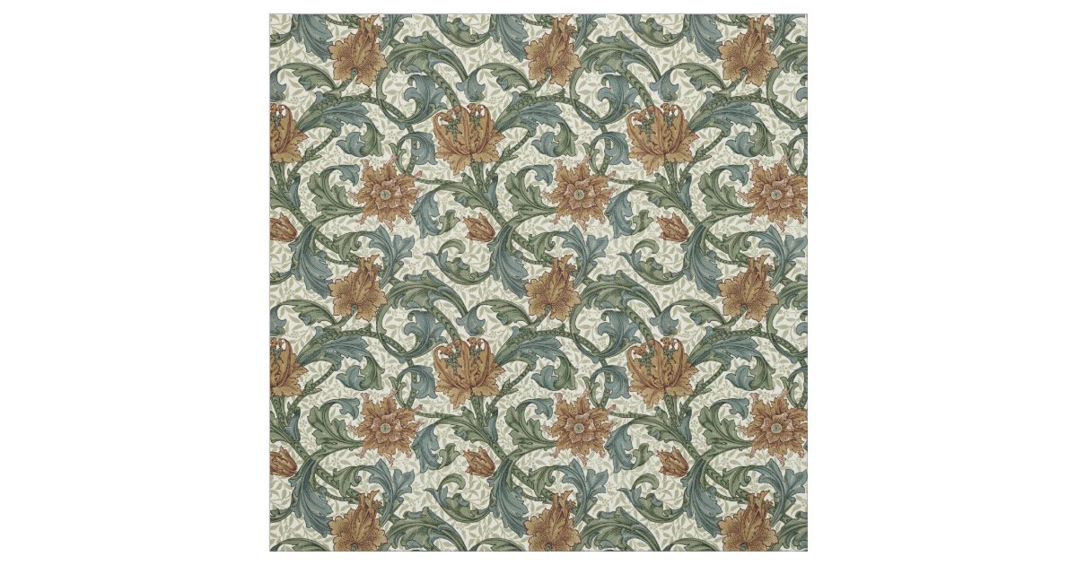 William Morris Vintage Single Stem Pattern Fabric | Zazzle