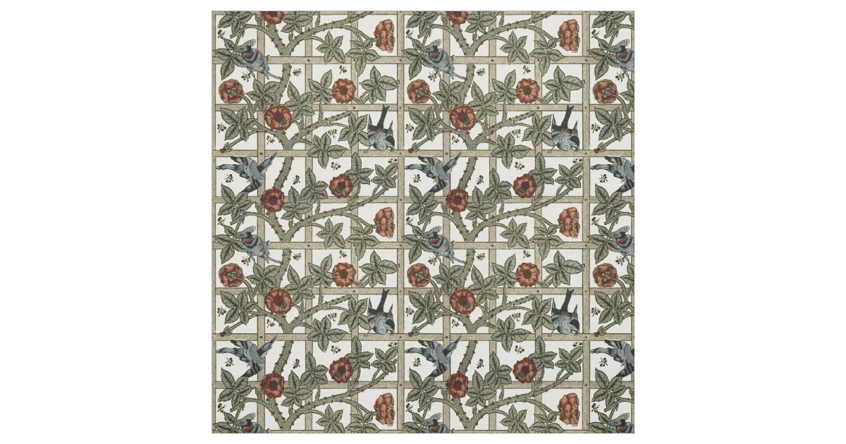 William Morris Vintage “Trellis” Pattern Fabric | Zazzle