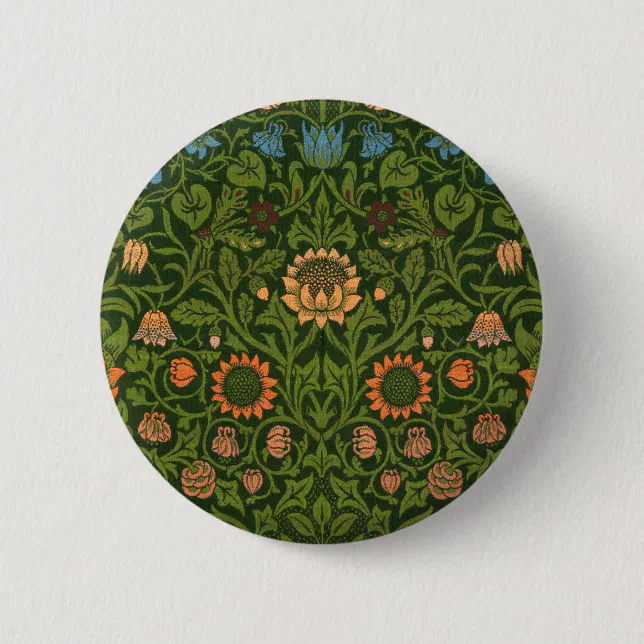 William Morris Violet and Columbine Art Rug Button | Zazzle