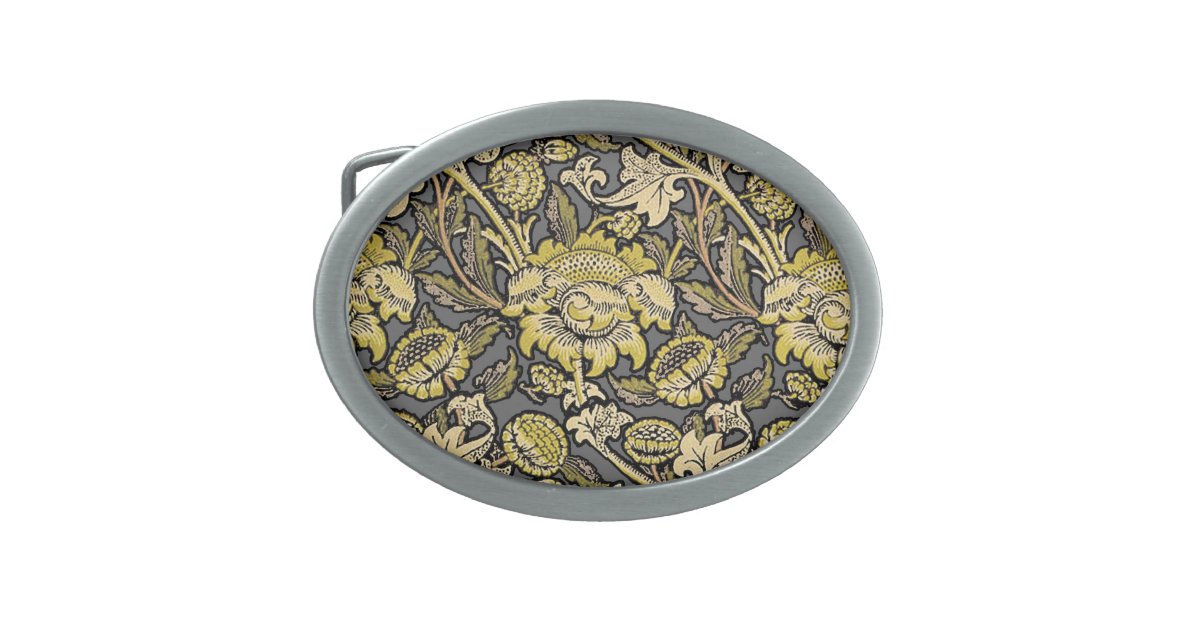 William Morris Wey Floral Wallpaper Belt Buckle | Zazzle