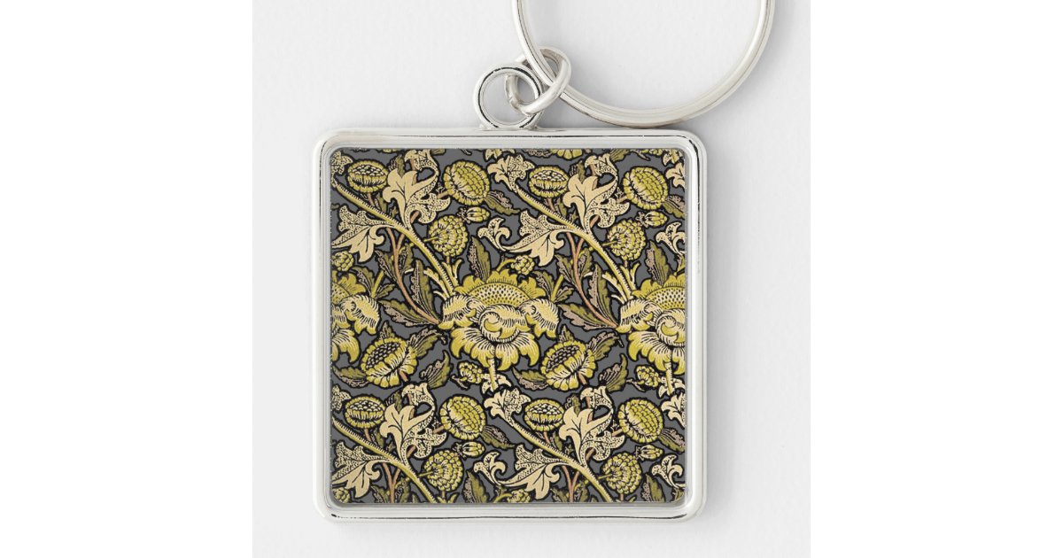William Morris Wey Floral Wallpaper Keychain | Zazzle William Morris Wey Floral Wallpaper Keychain | Zazzle