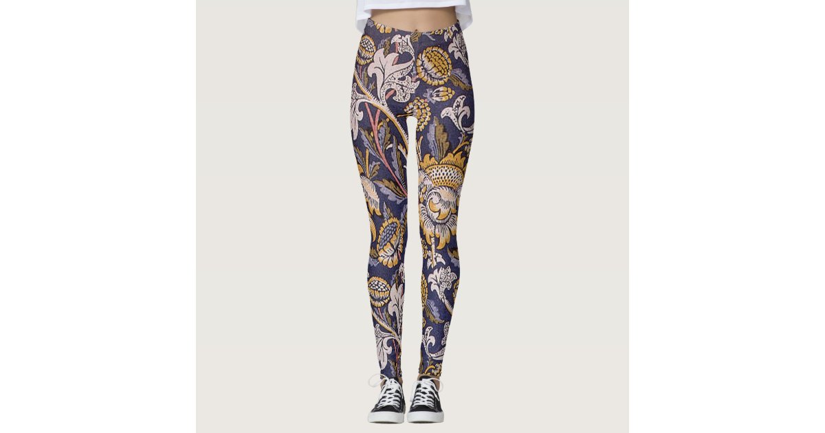 William Morris Wey Floral Wallpaper Leggings | Zazzle