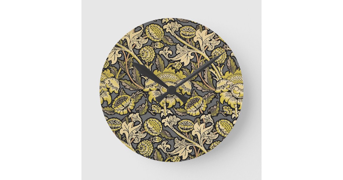 William Morris Wey Floral Wallpaper Round Clock | Zazzle William Morris Wey Floral Wallpaper Round Clock | Zazzle