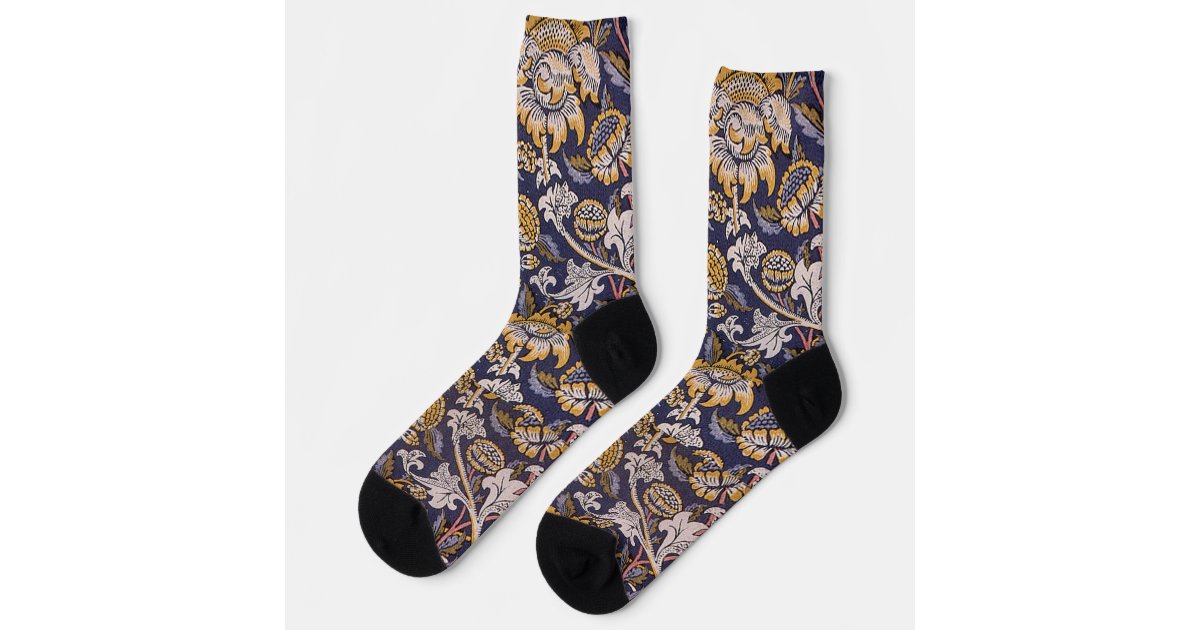 William Morris Wey Floral Wallpaper Socks | Zazzle