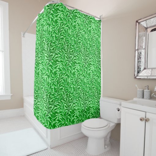 William Morris Willow Bough, Emerald Green Shower Curtain | Zazzle
