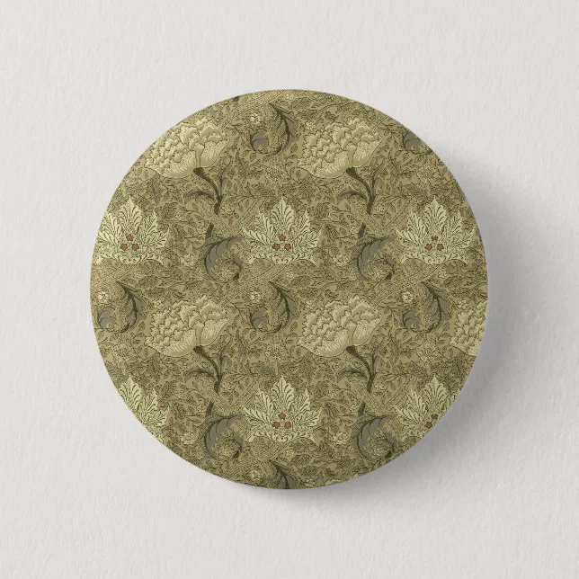 William Morris Windrush Wallpaper Pattern Button | Zazzle