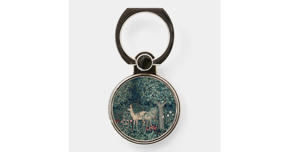 William Morris Woodland Tapestry Deer Stag Phone Ring Stand | Zazzle