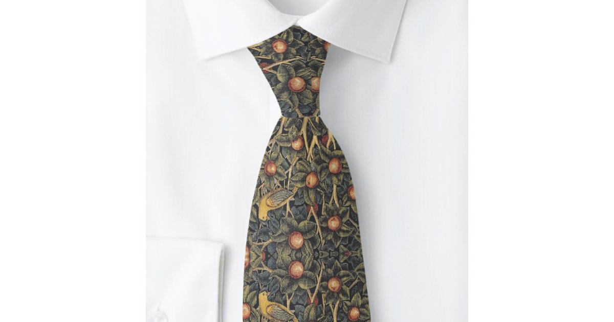 William * Morris WoodPecker Tree Neck Tie | Zazzle