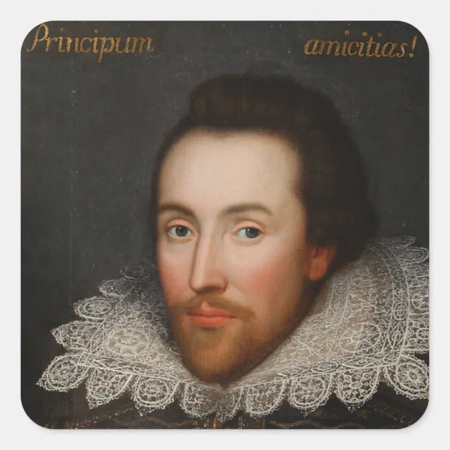 William Shakespeare Cobbe Portrait circa 1610 Square Sticker | Zazzle