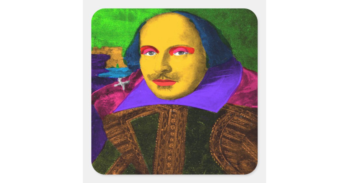 William Shakespeare Pop Art Square Sticker | Zazzle