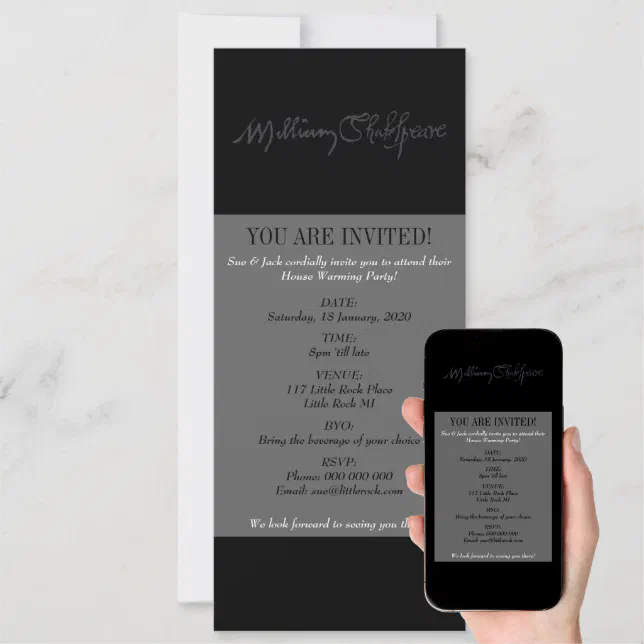 William Shakespeare Signature Invitation | Zazzle