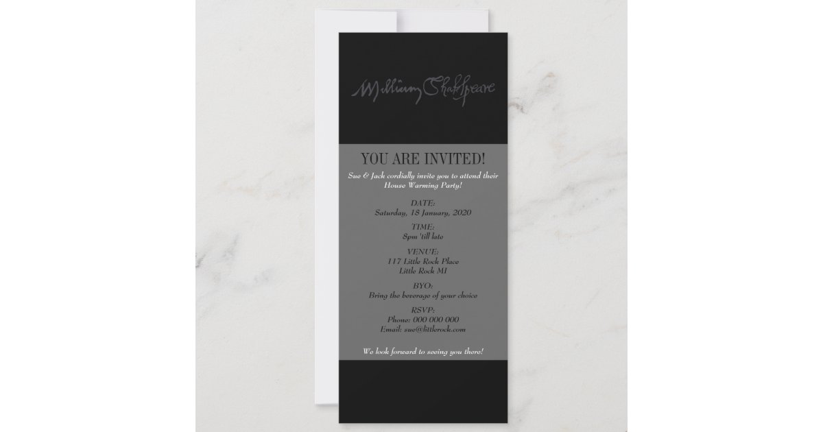 William Shakespeare Signature Invitation | Zazzle