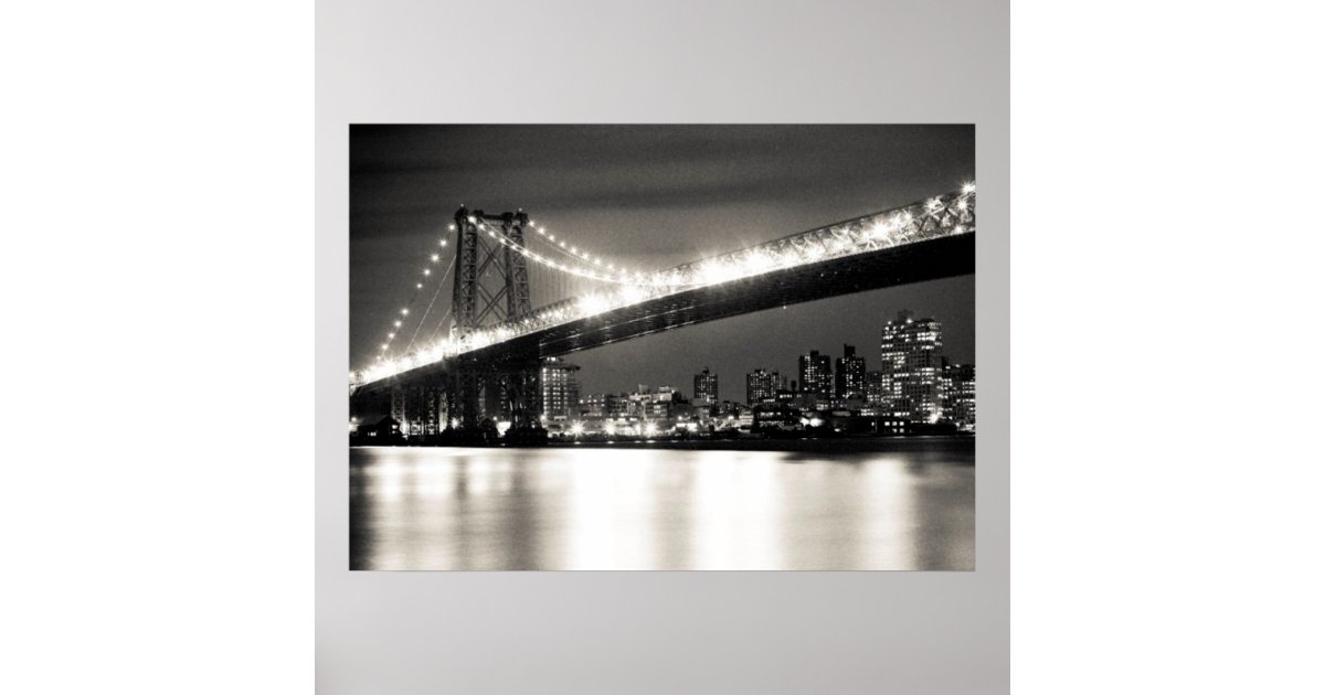 Williamsburg bridge in New York City at night Poster | Zazzle