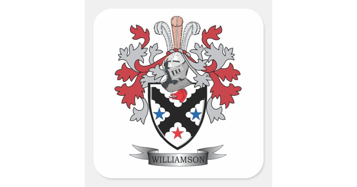 Williamson Family Crest Coat of Arms Square Sticker | Zazzle