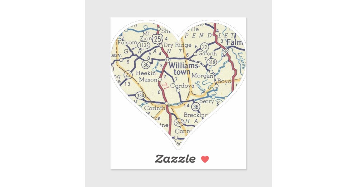 Williamstown Kentucky Map Sticker | Zazzle