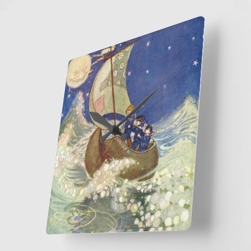 Willie Pogánys Wynken, Blynken, and Nod Square Wall Clock | Zazzle