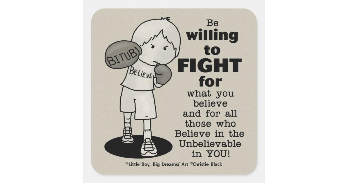 Willing to Fight Square Sticker | Zazzle