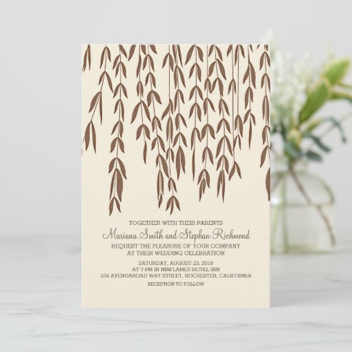 Willow Tree Branches Modern Wedding Invitation | Zazzle