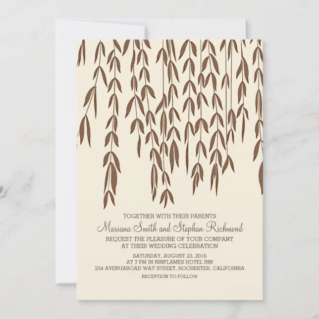 Willow Tree Branches Modern Wedding Invitation | Zazzle