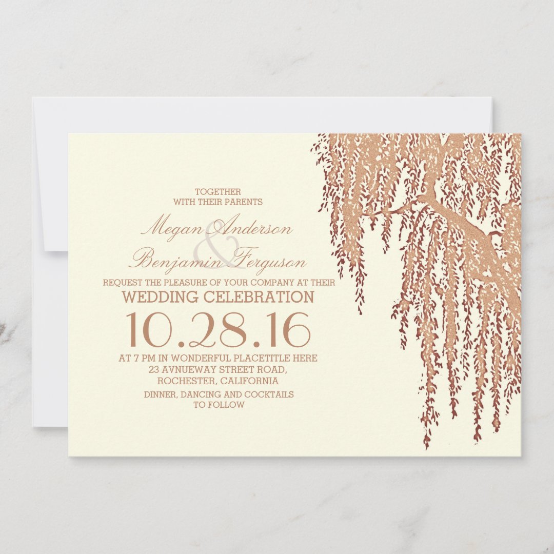 Willow tree elegant outdoor wedding invitations | Zazzle