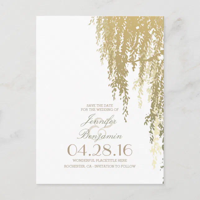 Willow Tree Elegant Save the Date Announcement Postcard | Zazzle