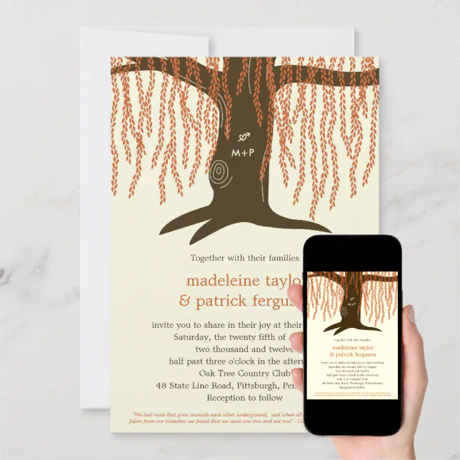 Willow Tree Fall Wedding Invitation | Zazzle