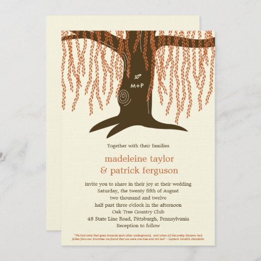 Willow Tree Fall Wedding Invitation | Zazzle