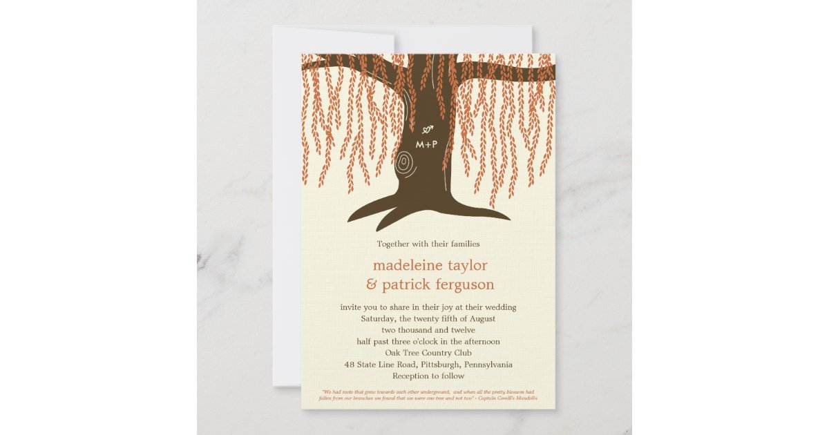 Willow Tree Fall Wedding Invitation | Zazzle