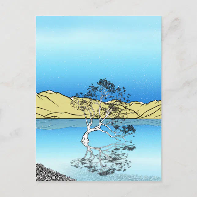 Willow tree in Lake Wanaka New Zealand Postcard | Zazzle