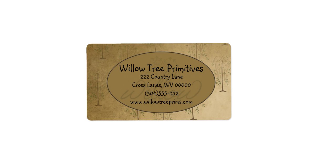 Willow Tree Primitive Country Label | Zazzle
