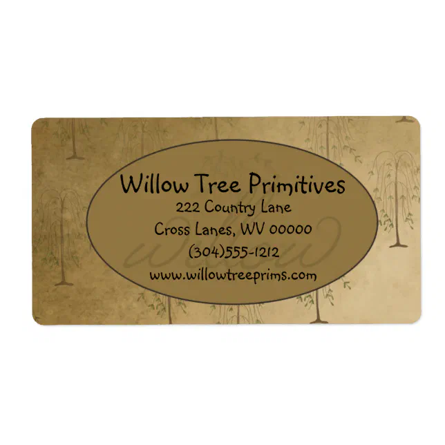 Willow Tree Primitive Country Label | Zazzle
