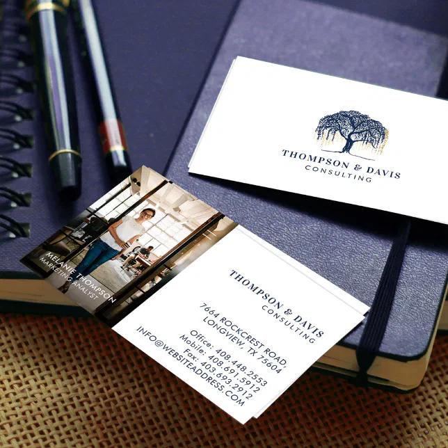 Willow Tree Professional Employee Business Photo Business Card | Zazzle