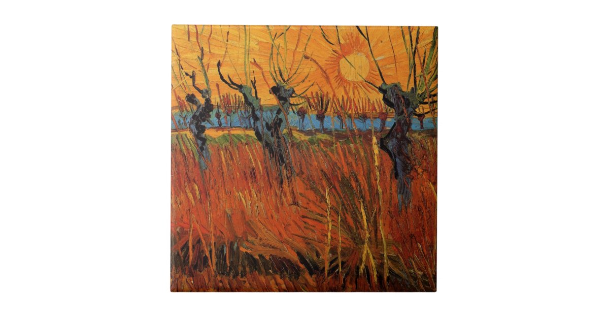 Willows at Sunset by Vincent van Gogh Ceramic Tile | Zazzle