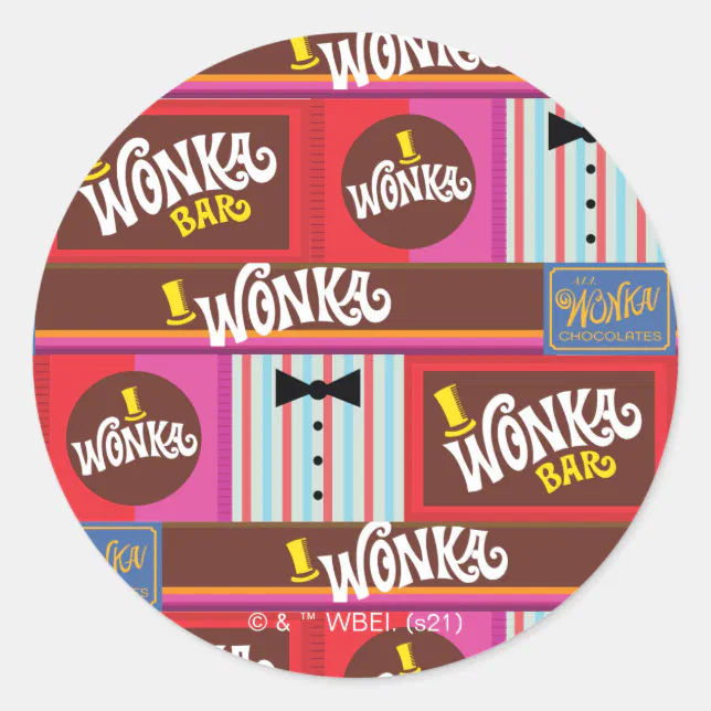Willy Wonka Candy Pattern Classic Round Sticker | Zazzle