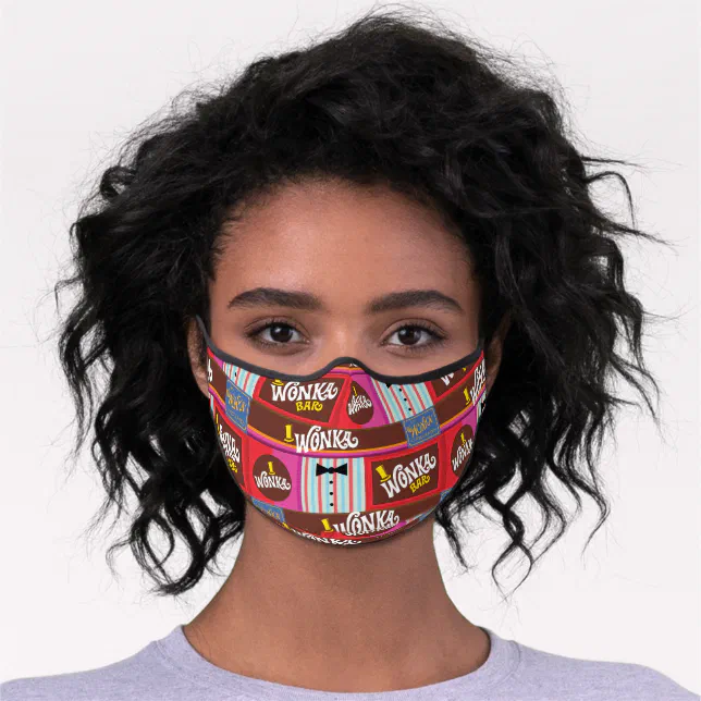Willy Wonka Candy Pattern Premium Face Mask | Zazzle