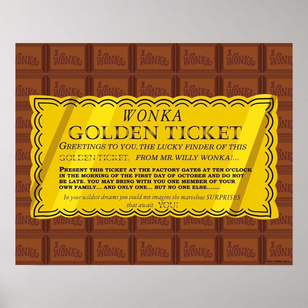 Willy Wonka Golden Ticket Poster | Zazzle